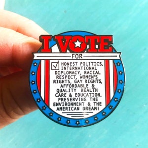I VOTE Enamel Pin and FREE STICKER: Honest Politics Racial - Etsy