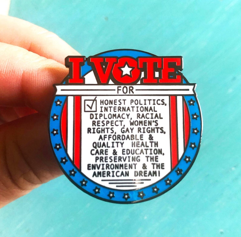 I VOTE Enamel Pin and FREE STICKER: Honest Politics Racial - Etsy