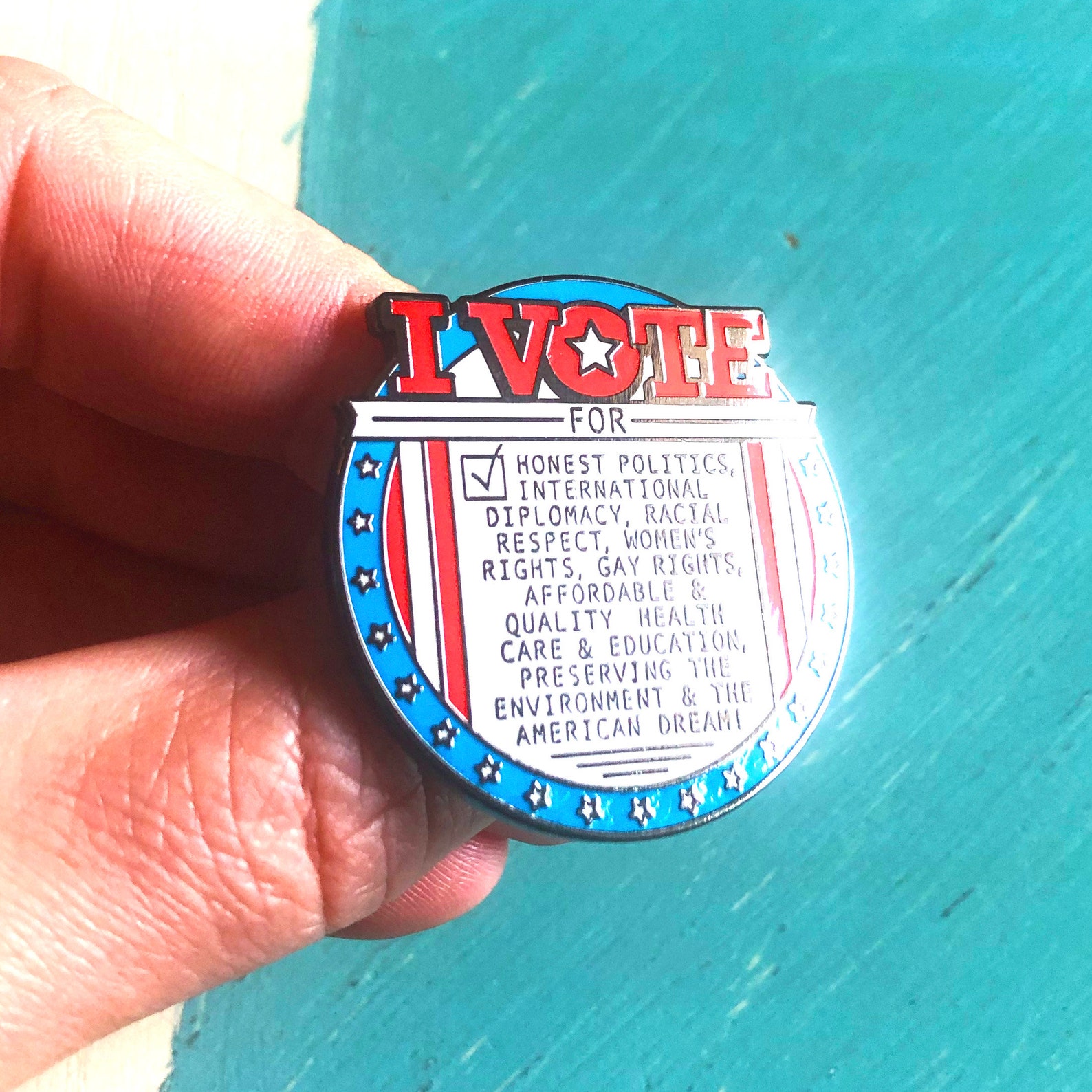 I VOTE Enamel Pin and FREE STICKER: Honest Politics Racial - Etsy