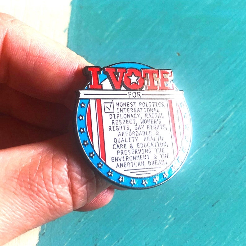 I VOTE Enamel Pin and FREE STICKER: Honest Politics Racial - Etsy