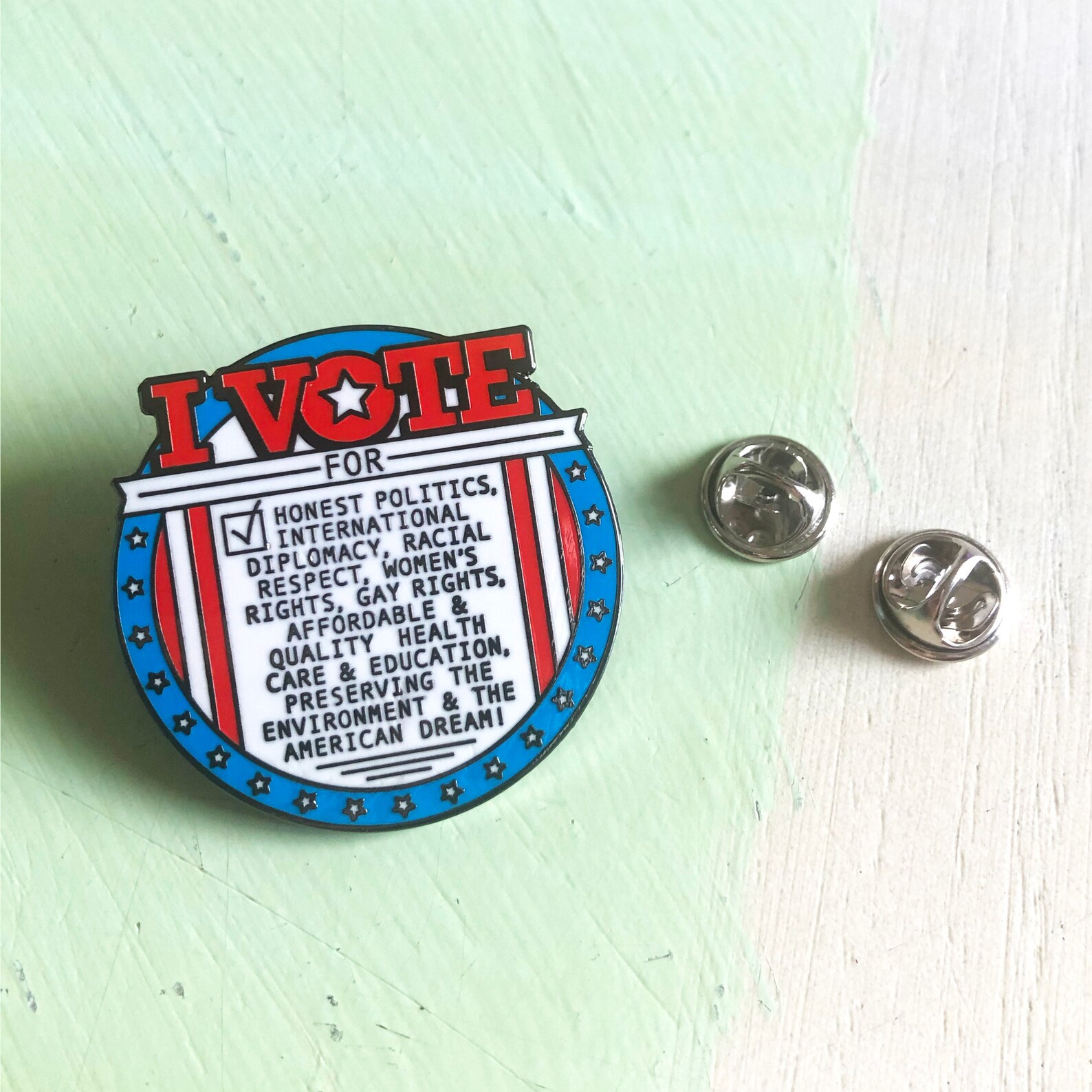 I VOTE Enamel Pin and FREE STICKER: Honest Politics Racial - Etsy
