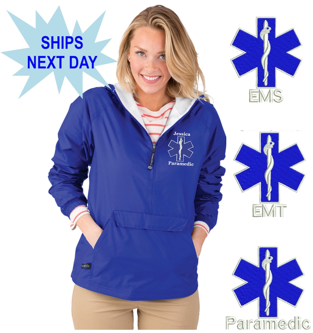 Personalized EMT EMS Paramedic Rain Jacket: Charles River Pack-n-go ...