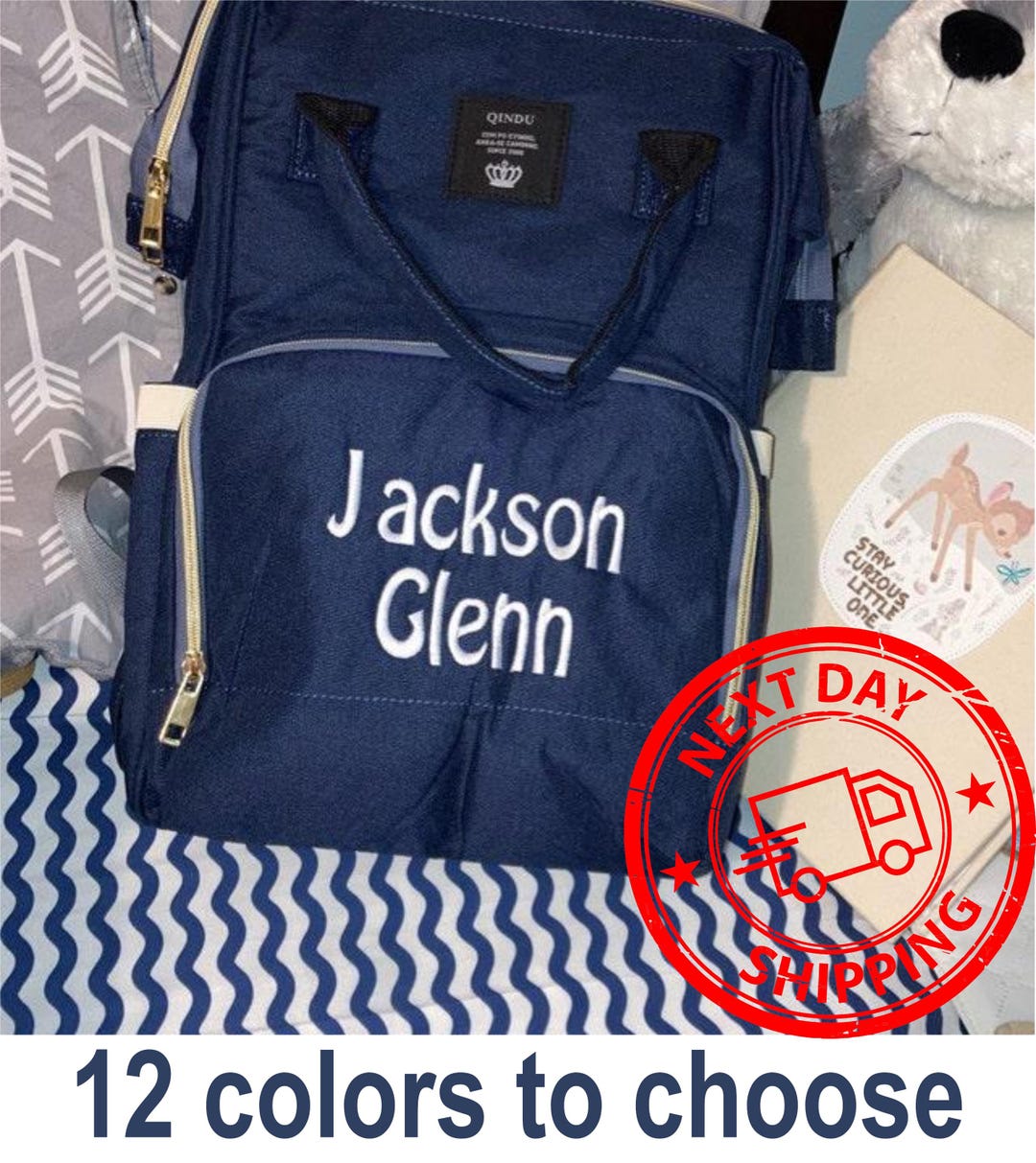 Monogram Diaper Bag Backpack: Personalized Large Capacity Waterproof ...