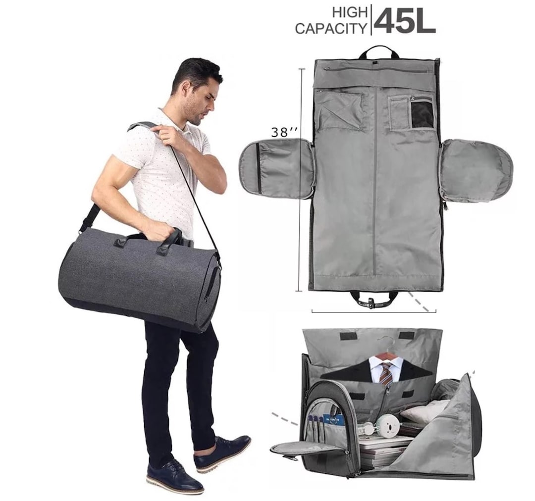 Personalized Canvas Garment Duffle Bag: Men's Carry on Suit Travel Bag ...