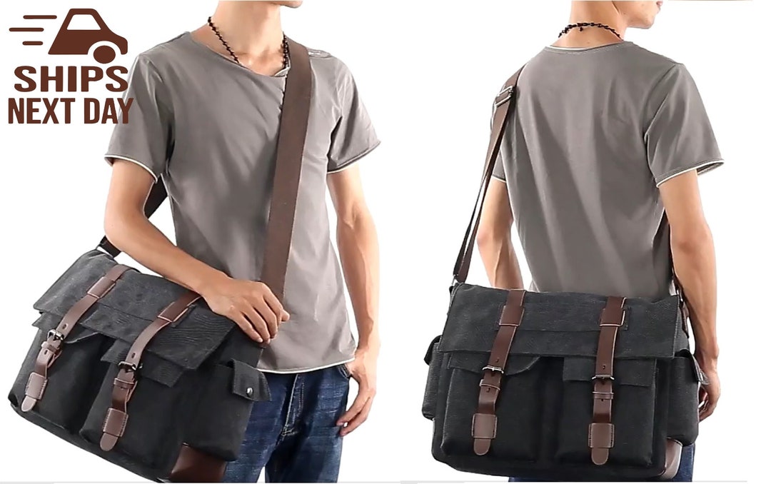Personalized Shoulder Laptop Bag Groomsmen Bag T Monogram Laptop Bag Mens Canvas