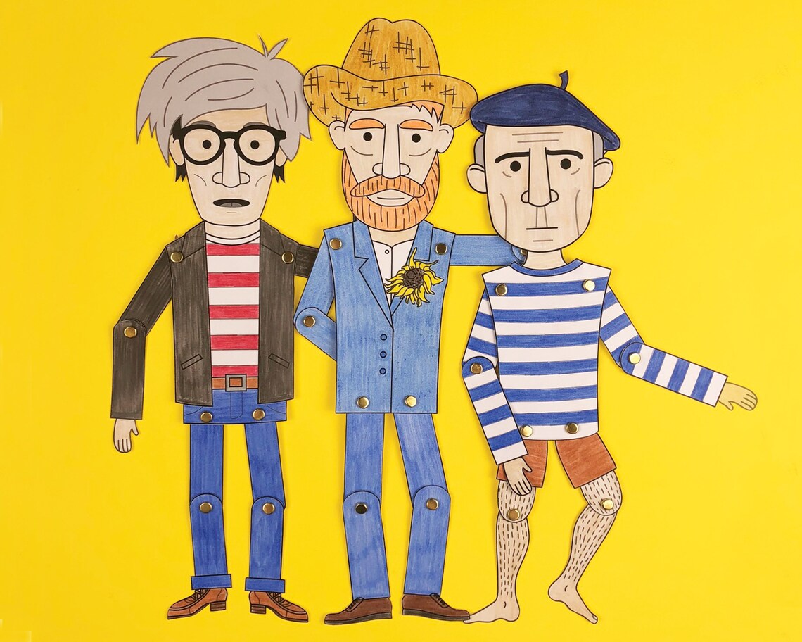 Famous Artist Paper Dolls van Gogh Picasso Warhol Frida - Etsy