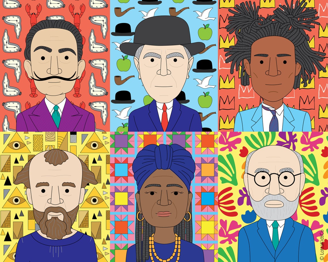 Famous Artist Pattern Printable Posters 1 (10 Artists Dali, Magritte ...