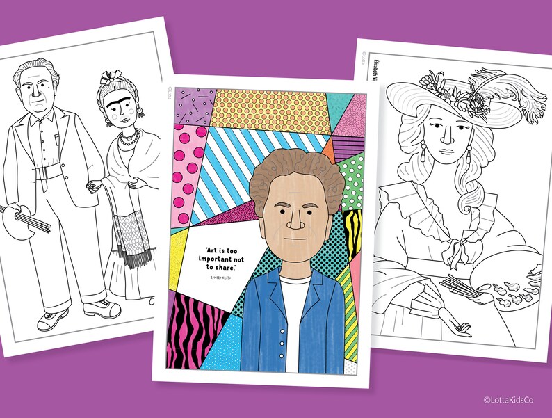 Famous Artist Coloring Pages #4 (rousseau, Lichtenstein, Hockney, Frida ...