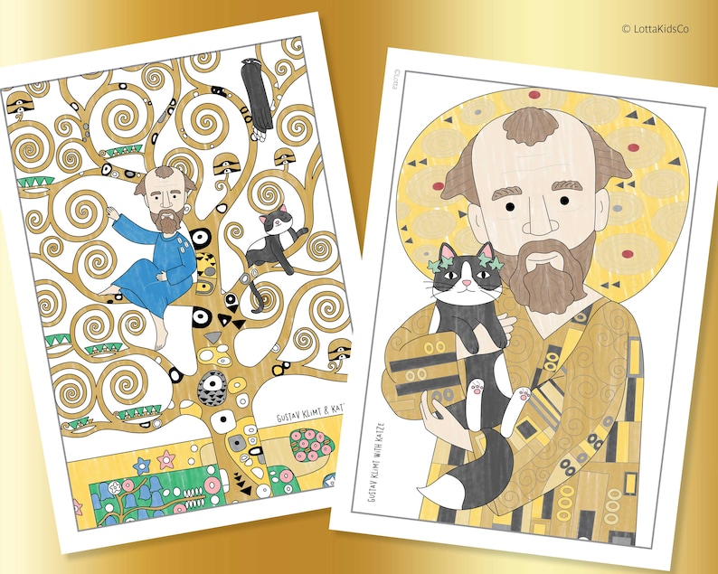 Gustav Klimt Coloring & Drawing Pages - Etsy
