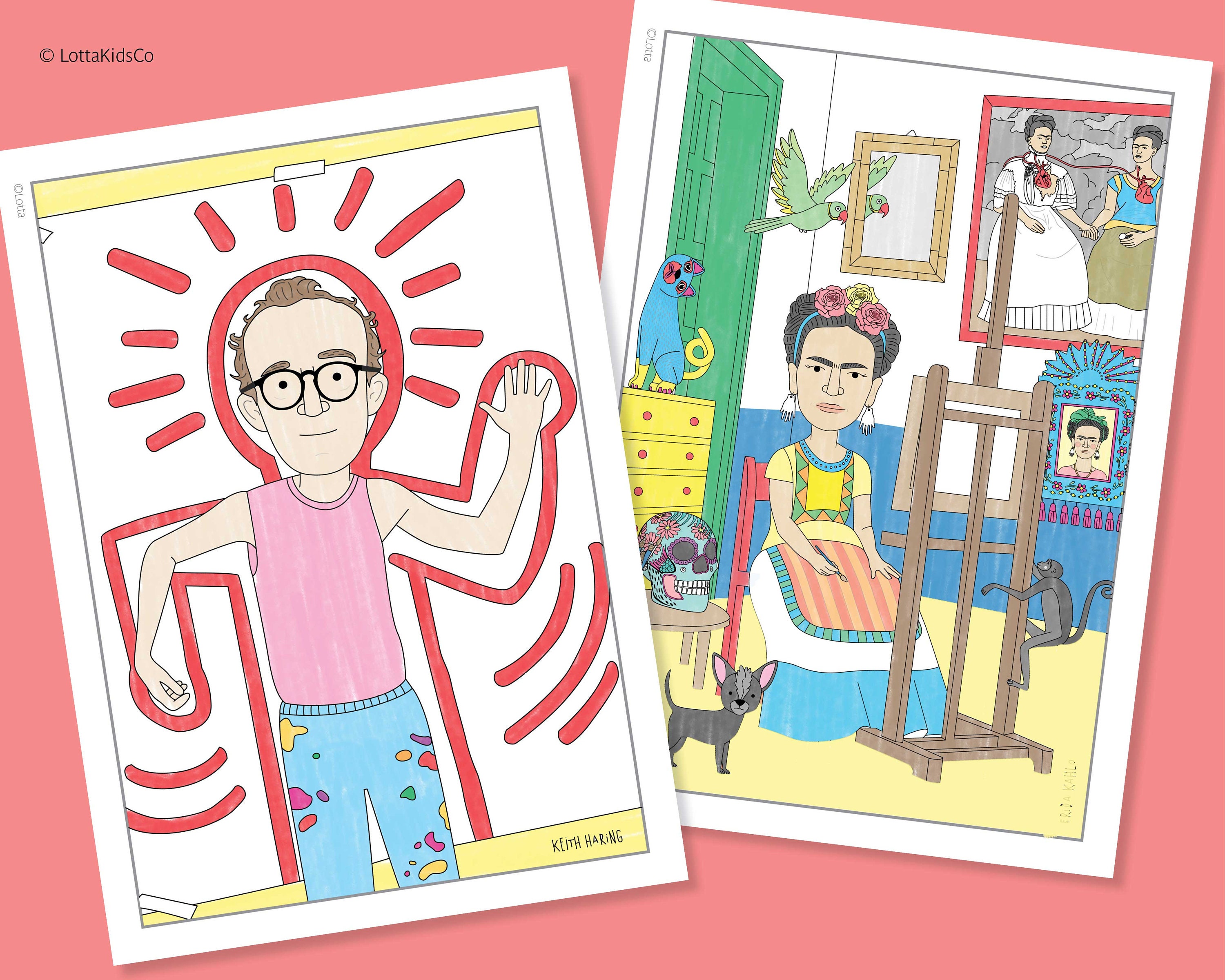 Famous Artist Coloring Pages 7 klimt, Haring, Van Gogh, Frida & More - Etsy