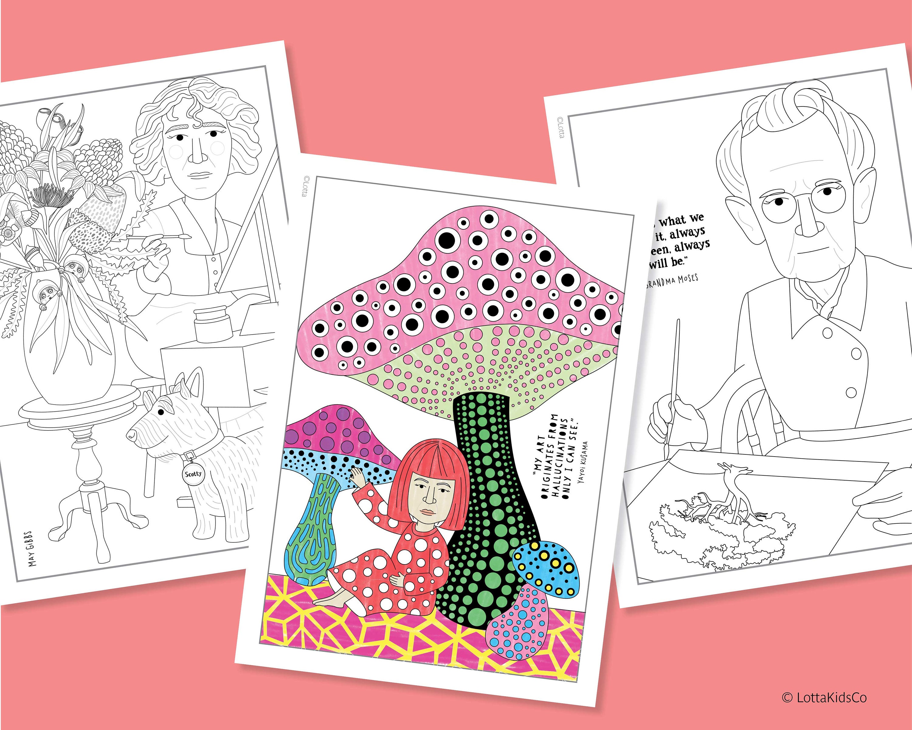 Famous Artist Coloring Pages 7 klimt, Haring, Van Gogh, Frida & More - Etsy