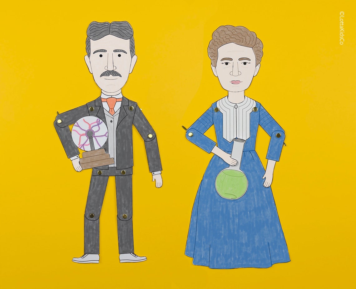 Famous Scientist Paper Dolls (einstein, Curie, Tesla, Hopper, Goodall ...