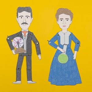 Famous Scientist Paper Dolls (einstein, Curie, Tesla, Hopper, Goodall ...