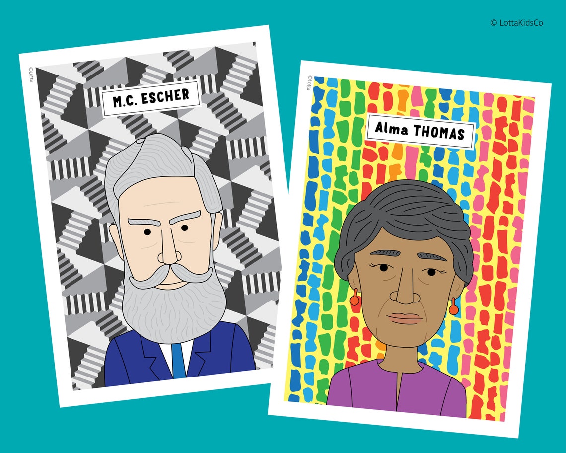 Famous Artist Pattern Printable Posters 2 10 Artists Van Gogh, Yayoi ...