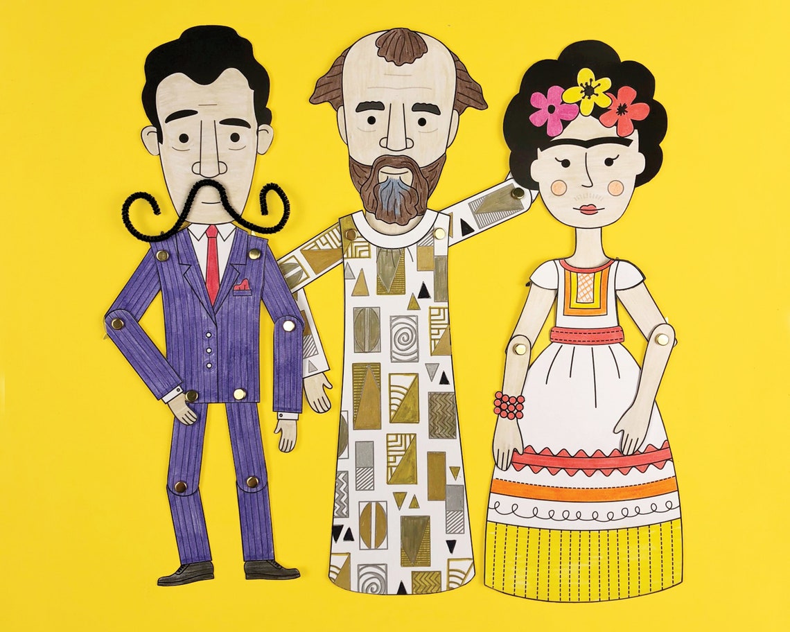 Famous Artist Paper Dolls (van Gogh, Picasso, Warhol, Frida, Yayoi ...