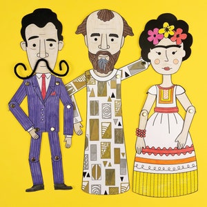 Famous Artist Paper Dolls (van Gogh, Picasso, Warhol, Frida, Yayoi ...
