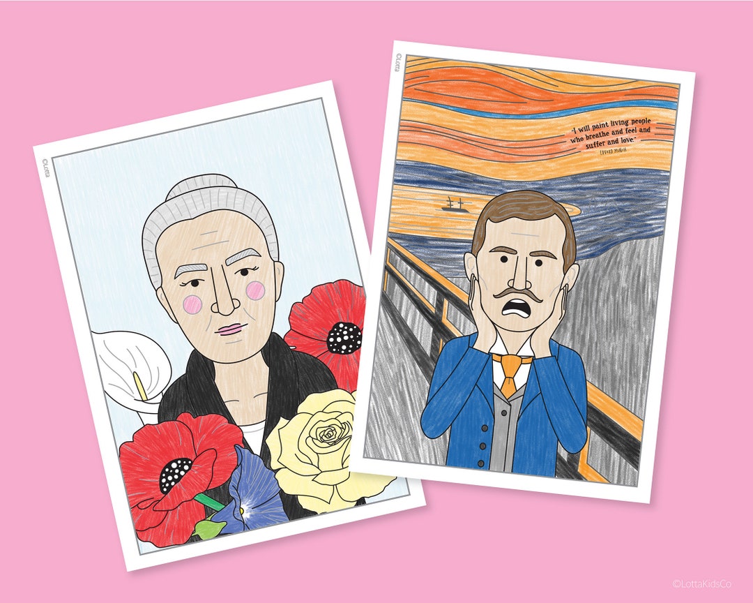 Famous Artist Coloring Pages #3 (o'keeffe, Munch, Degas, Haring ...