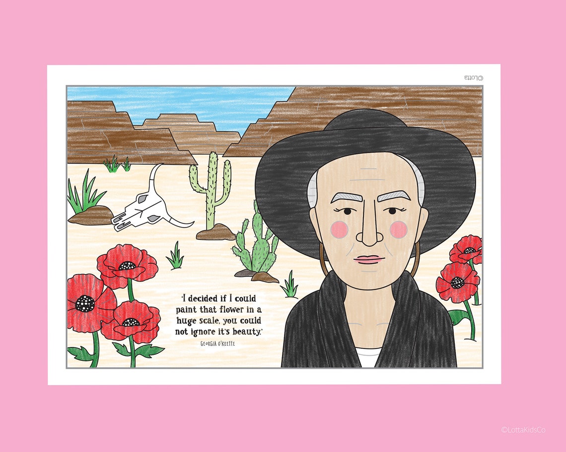 Famous artist coloring pages 3 O'Keeffe Munch Degas | Etsy