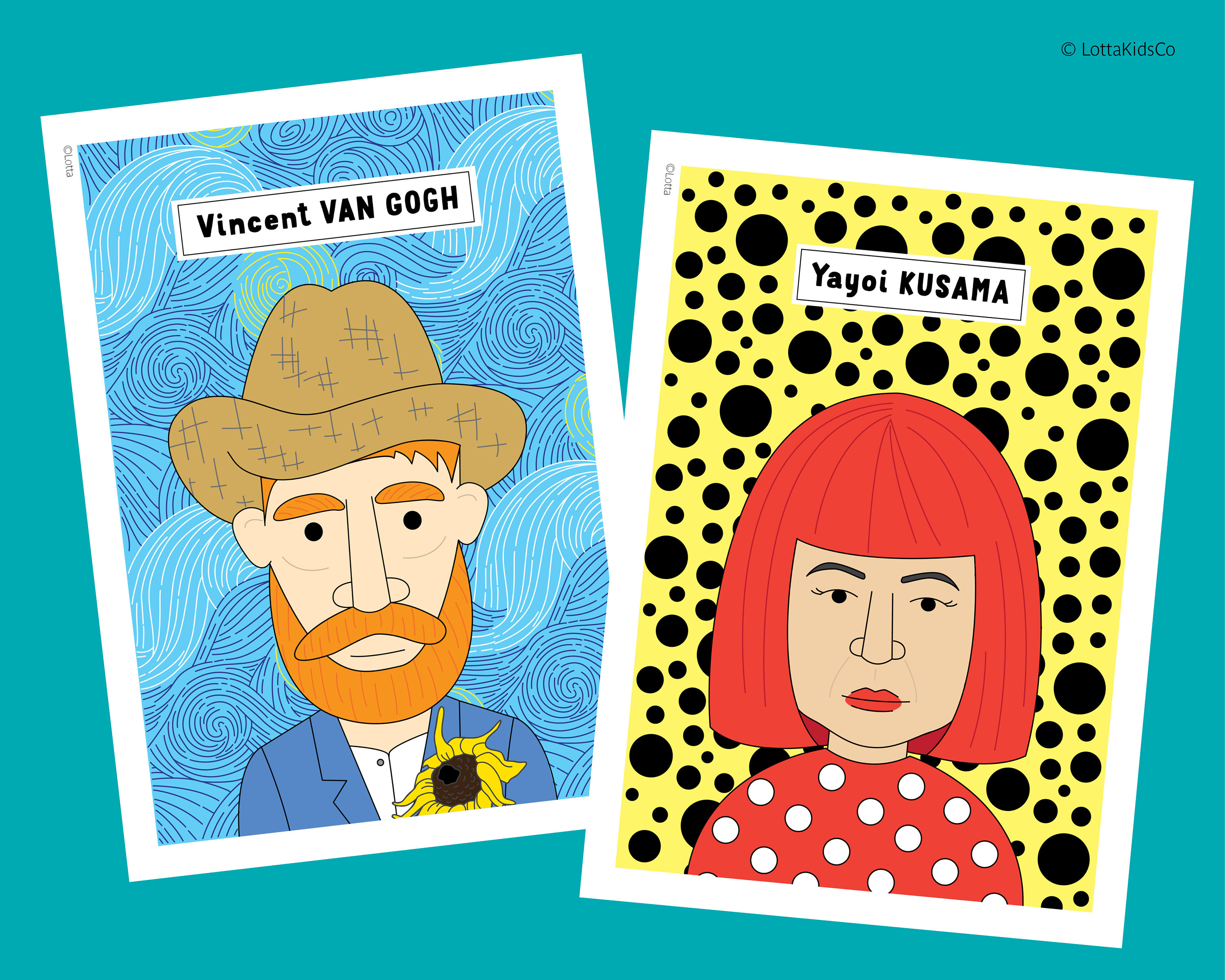 Famous Artist Pattern Printable Posters 2 (10 Artists Van Gogh, Yayoi ...