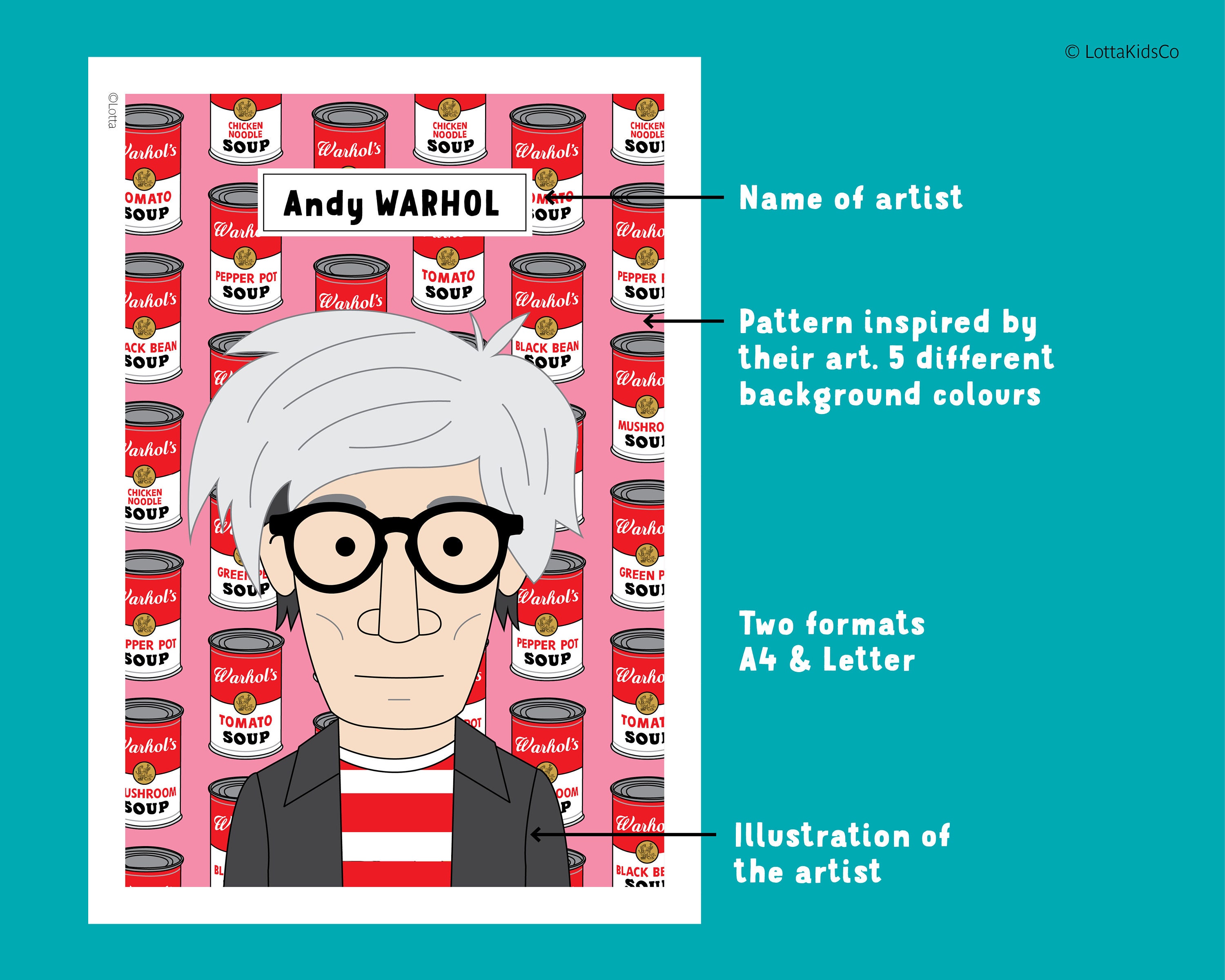 Famous Artist Pattern Printable Posters 2 10 Artists Van Gogh, Yayoi ...