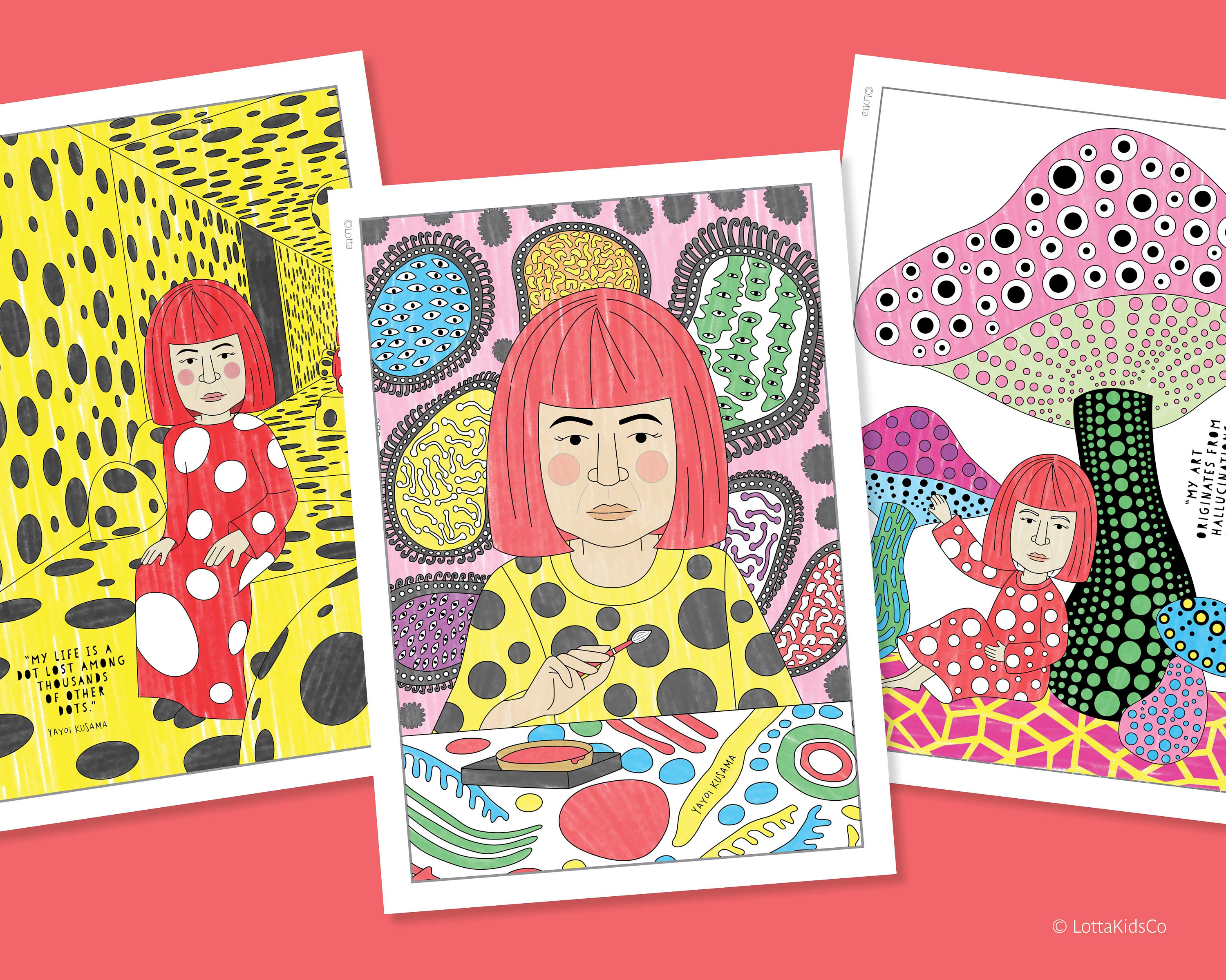 Yayoi Kusama Coloring Pages Famous Artist Coloring Pages Art History ...