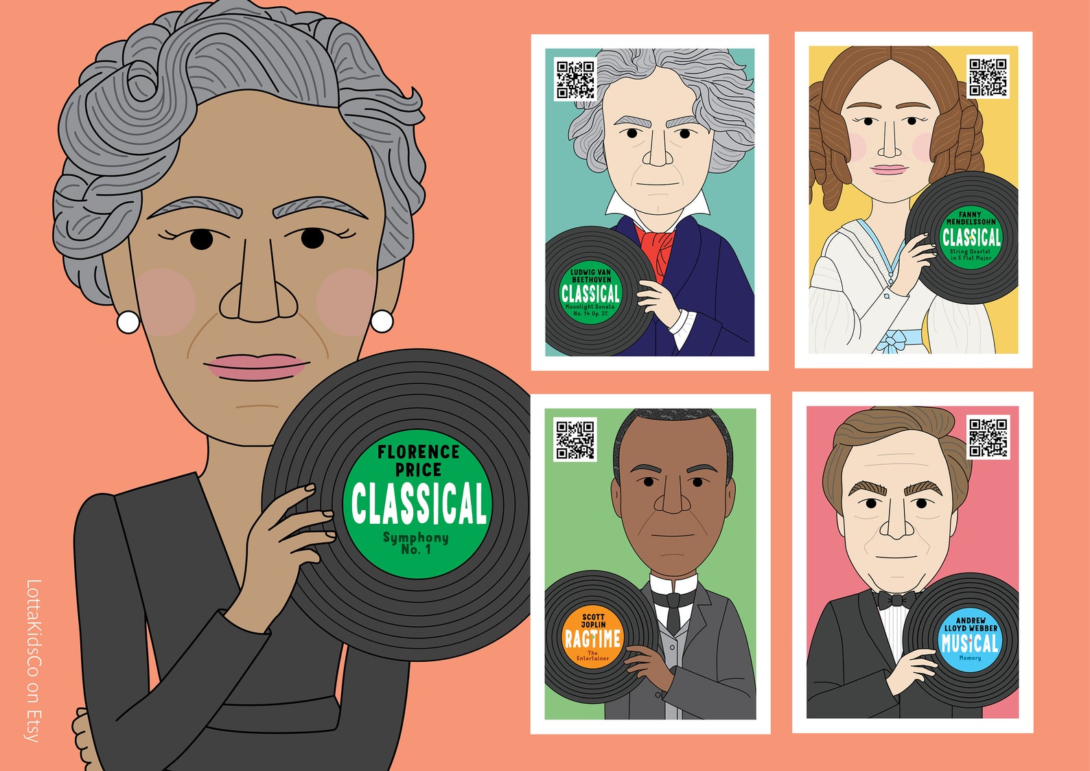 Famous Composers Printable Posters (20 Composers Bach, Brahms, Rogers ...