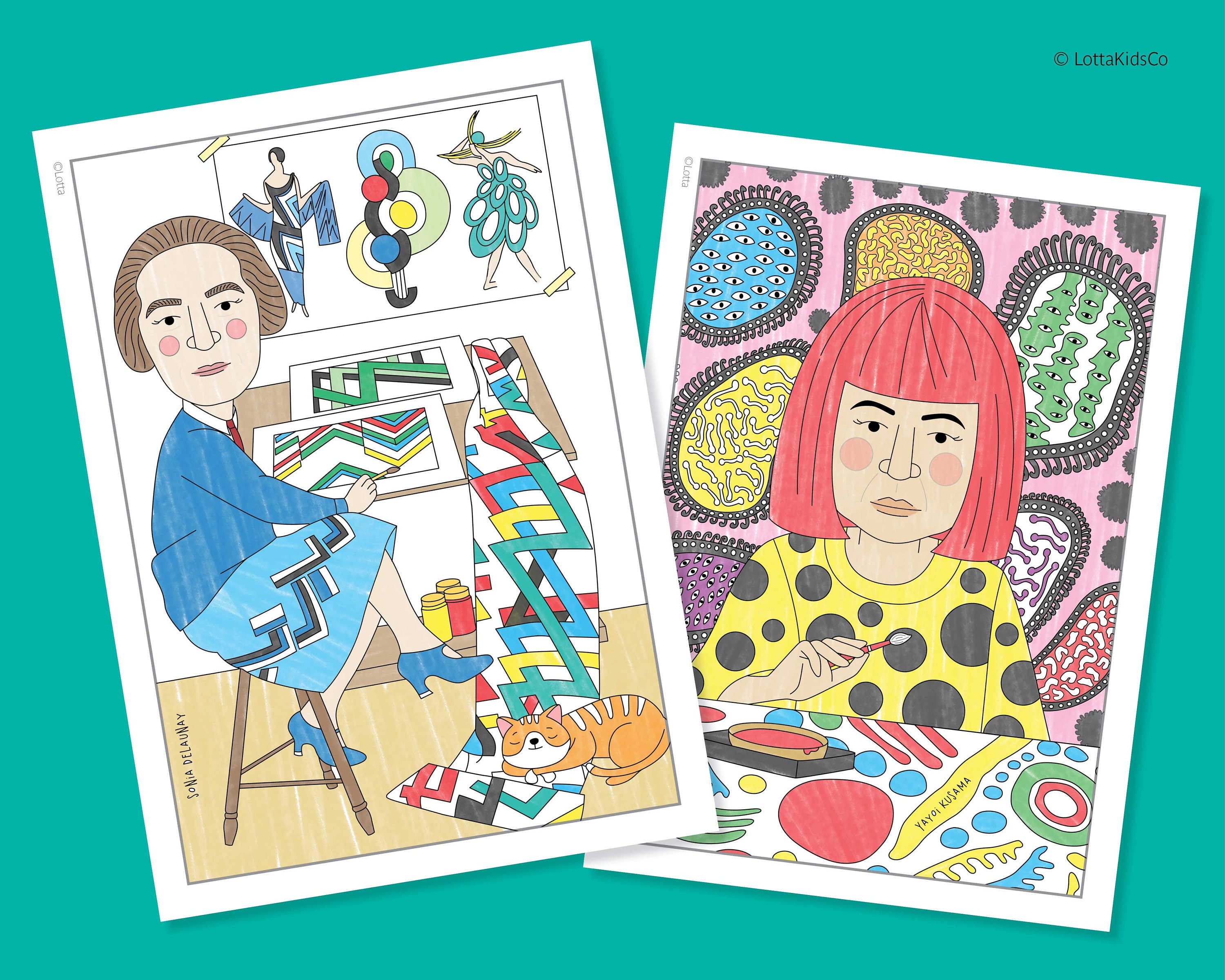 Famous Artist Coloring Pages 6 matisse, Van Gogh, Dali, Yayoi & More - Etsy