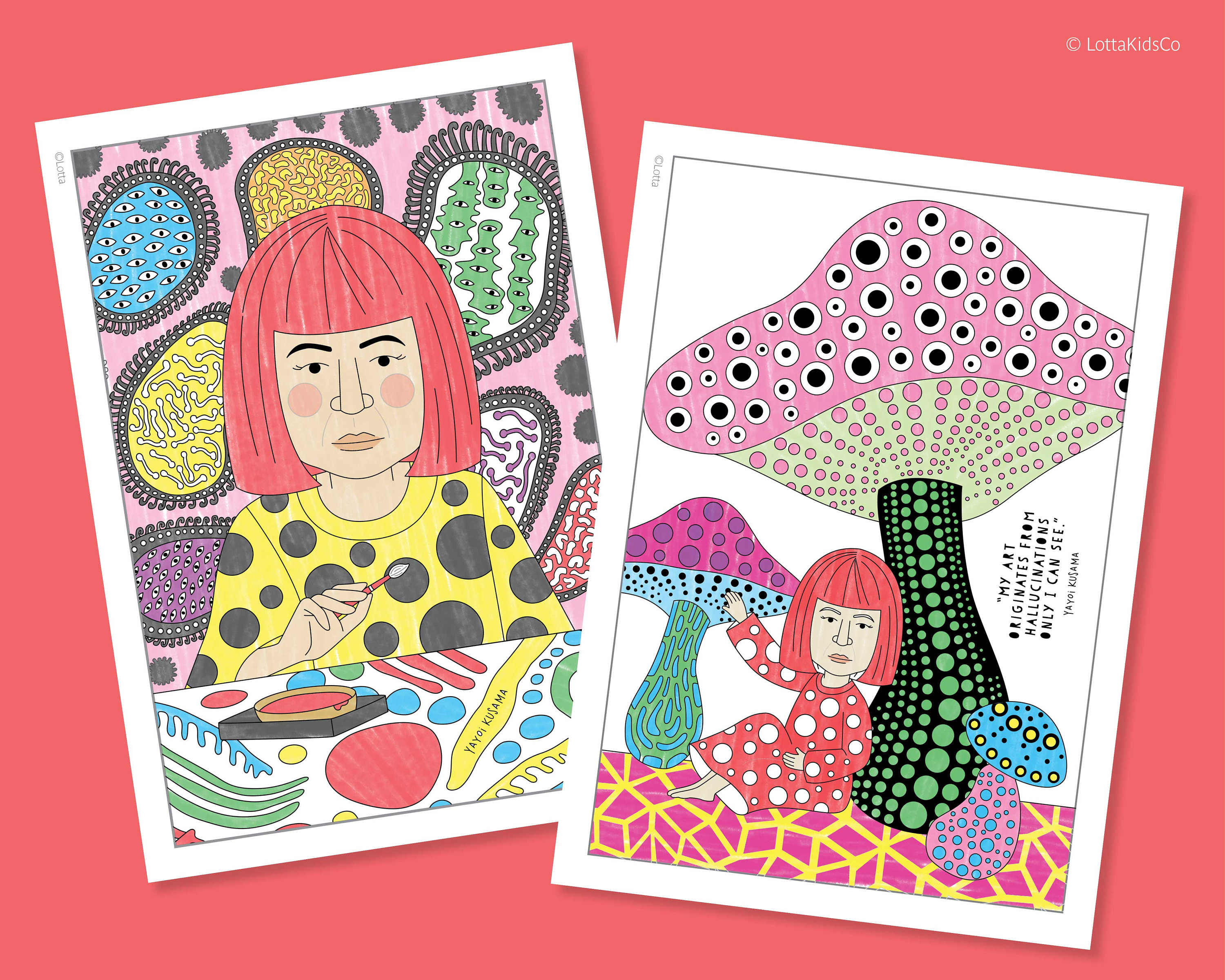 Yayoi Kusama Coloring Pages Famous Artist Coloring Pages Art History ...