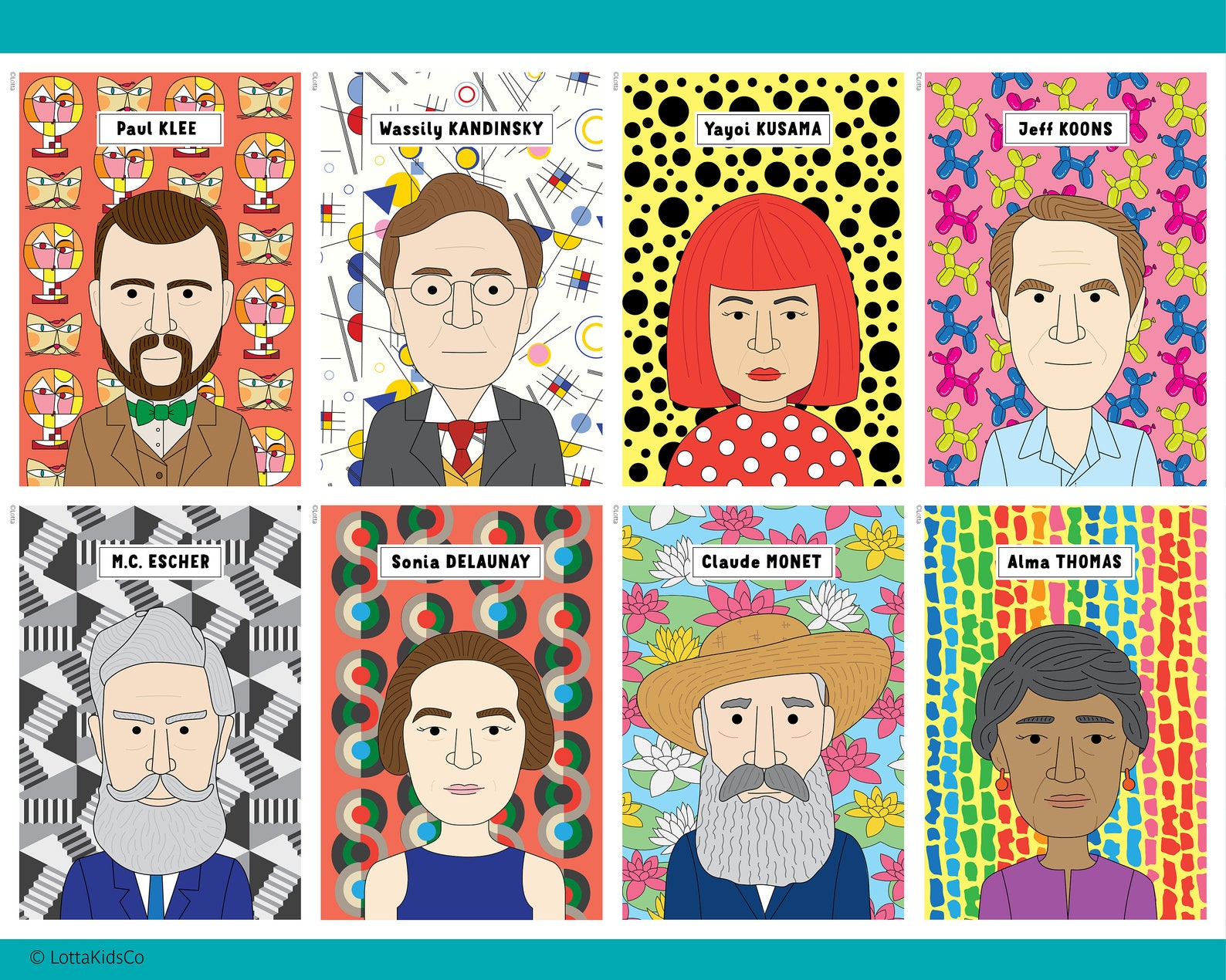 Famous Artist Pattern Printable Posters 2 (10 Artists Van Gogh, Yayoi ...
