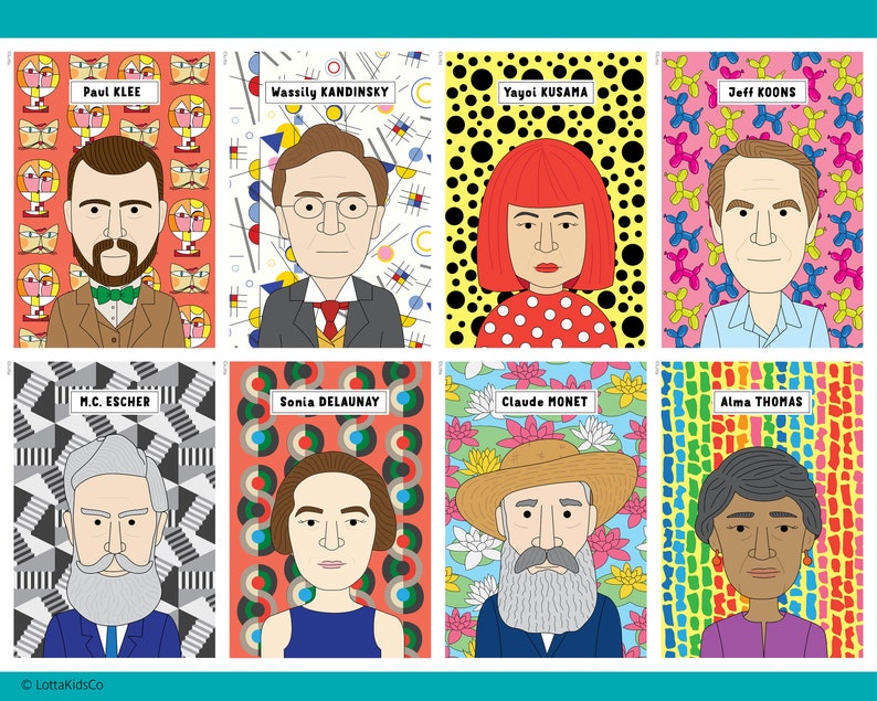 Famous Artist Pattern Printable Posters 2 10 Artists Van Gogh, Yayoi ...