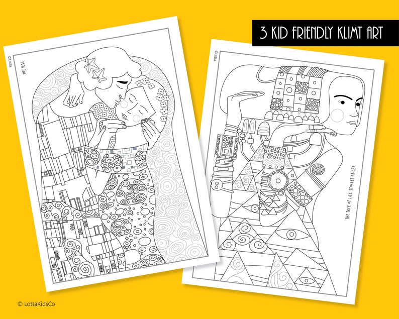 Gustav Klimt Coloring & Drawing Pages - Etsy