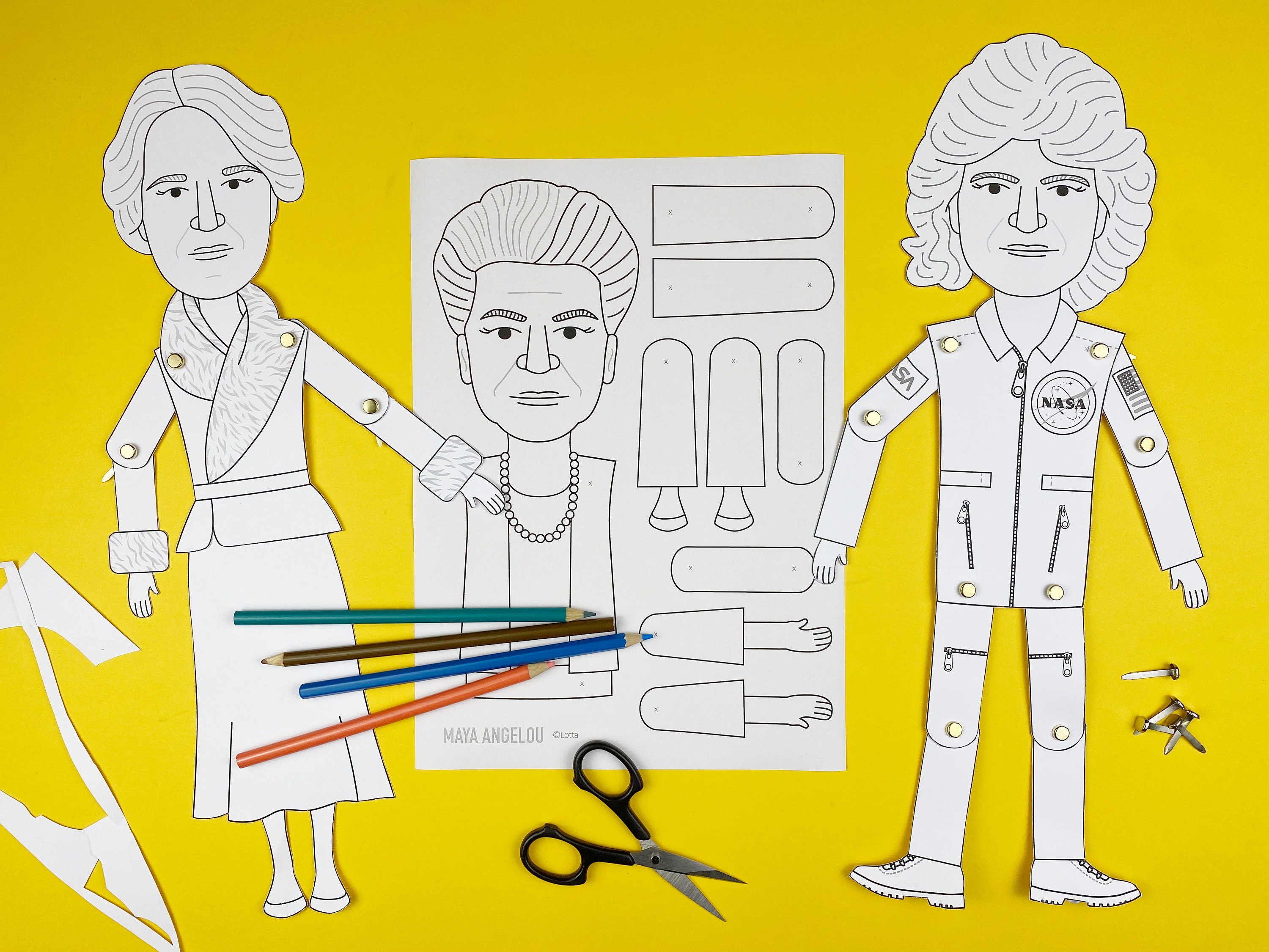 Women in History Paper Dolls 1 Women's History Month Coloring Activity ...