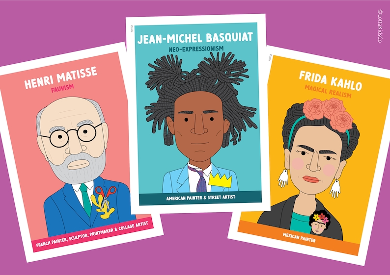 Carteles de aula de artistas famosos 1 20 artistas Matisse, Basquiat ...