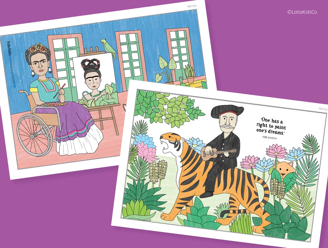 Famous Artist Coloring Pages 4 rousseau, Lichtenstein, Hockney, Frida ...
