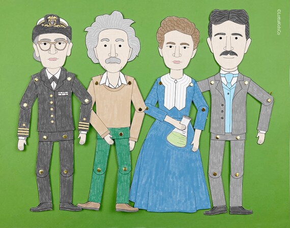 Famous Scientist Paper Dolls einstein Curie Tesla Hopper | Etsy