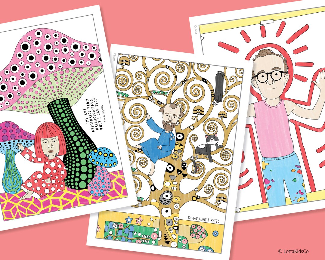 Famous Artist Coloring Pages #7 (klimt, Haring, Van Gogh, Frida & More ...