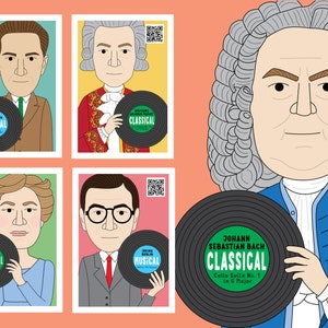 Famous Composers Printable Posters (20 Composers Bach, Brahms, Rogers ...