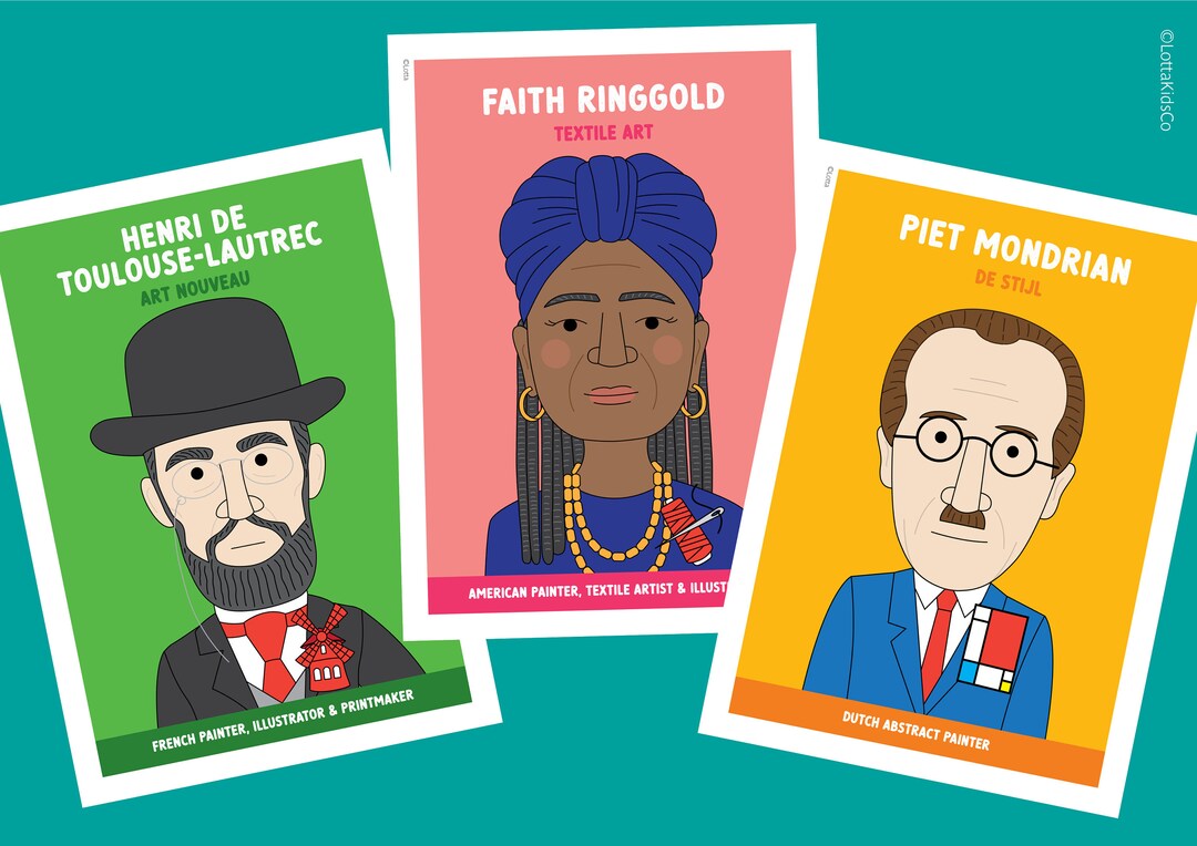 Famous Artist Classroom Posters #2 (20 Artists Hokusai, Much, Klee ...