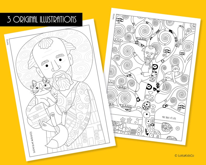 Gustav Klimt Coloring & Drawing Pages - Etsy