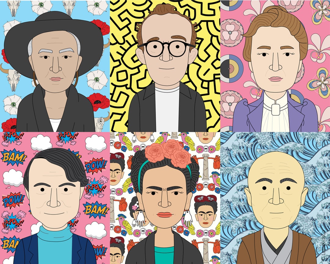 Famous Artist Pattern Posters 3 (10 Artists Haring, O'keeffe, Picasso ...