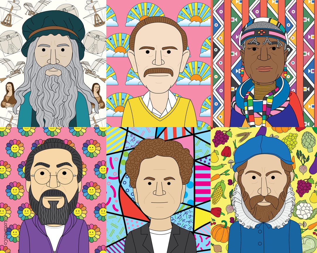 Famous Artist Pattern Posters 4 (10 Artists Da Vinci, Rothko, Murakami ...