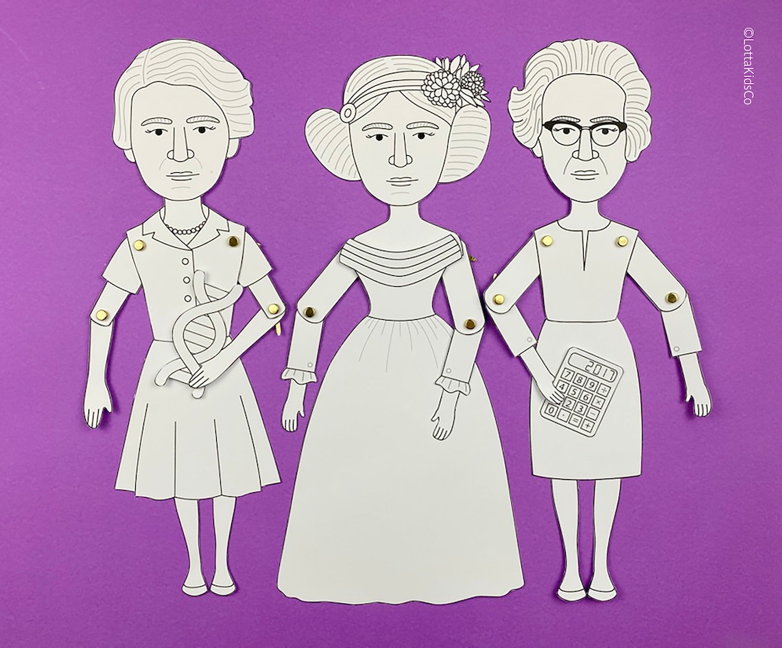 Famous Scientist Paper Dolls (einstein, Curie, Tesla, Hopper, Goodall ...