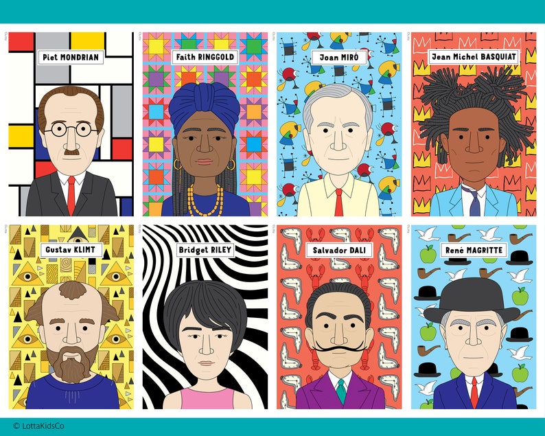 Famous Artist Pattern Printable Posters 1 10 Artists Dali, Magritte ...