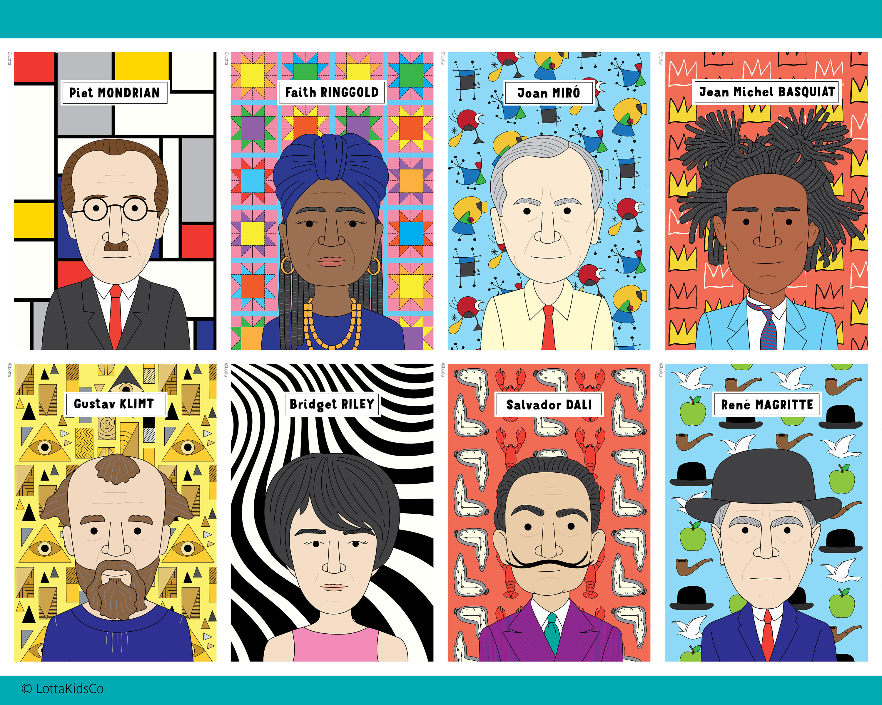 Famous Artist Pattern Printable Posters 1 10 Artists Dali, Magritte ...