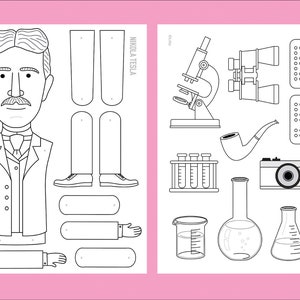 Famous Scientist Paper Dolls (einstein, Curie, Tesla, Hopper, Goodall ...