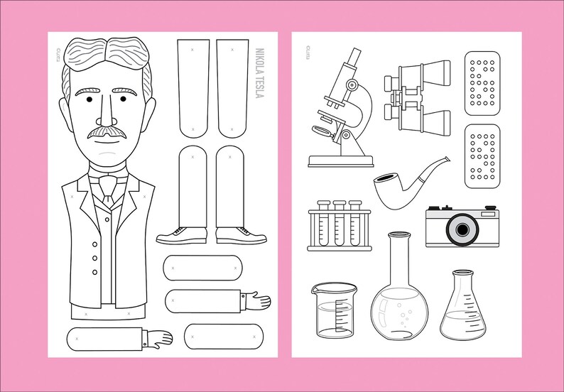 Famous Scientist Paper Dolls (einstein, Curie, Tesla, Hopper, Goodall ...