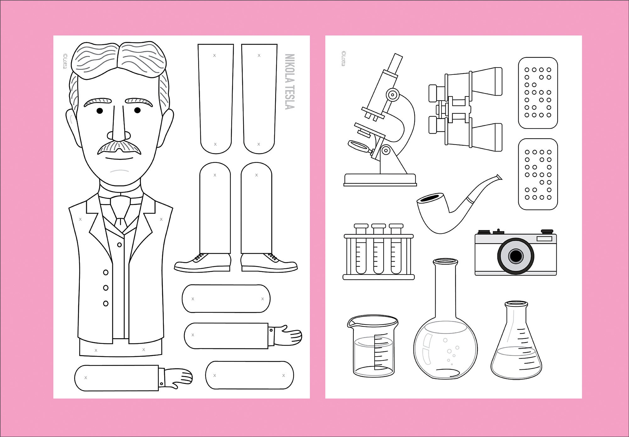Famous Scientist Paper Dolls (einstein, Curie, Tesla, Hopper, Goodall ...