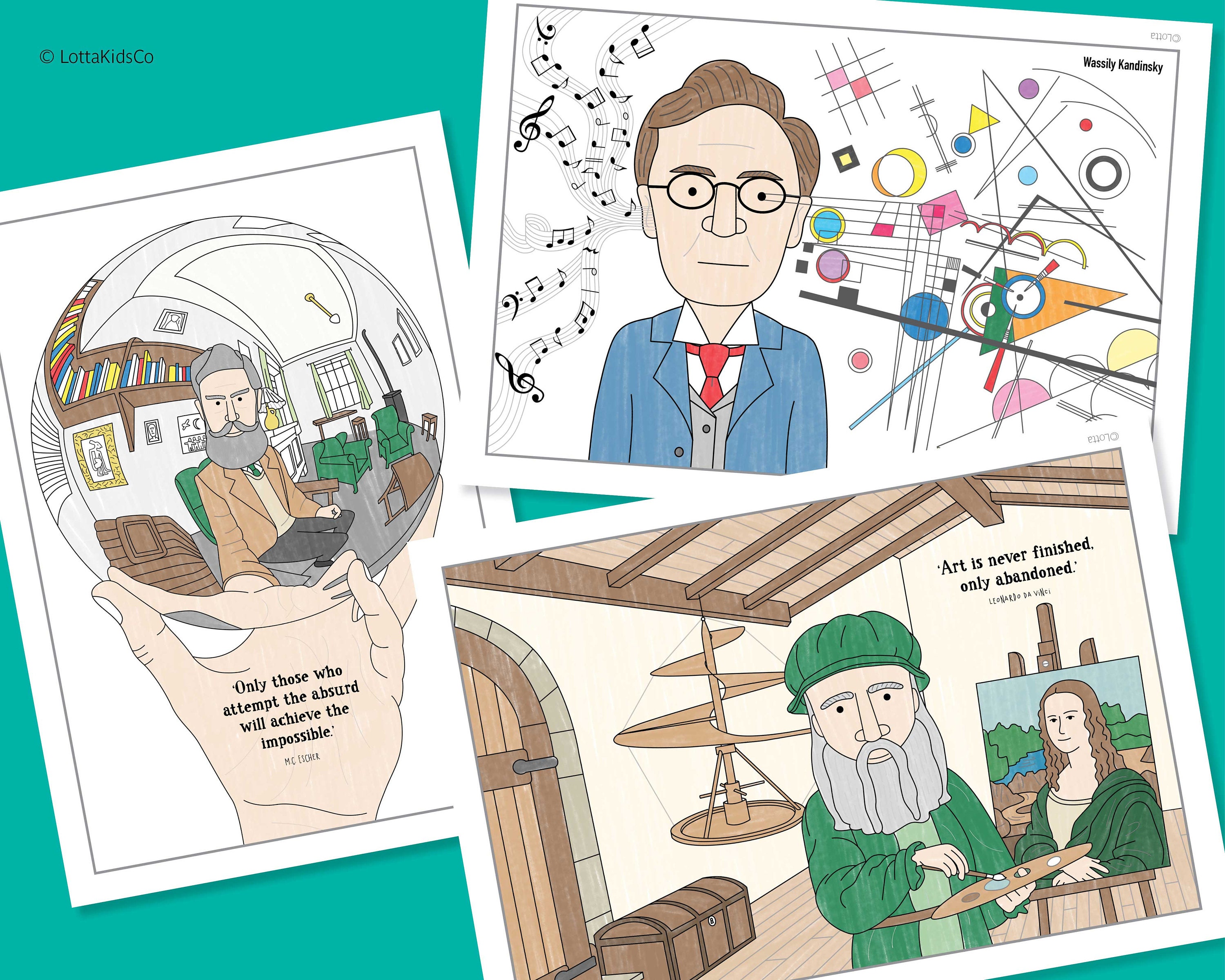 Famous Artist Coloring Pages 6 matisse, Van Gogh, Dali, Yayoi & More - Etsy