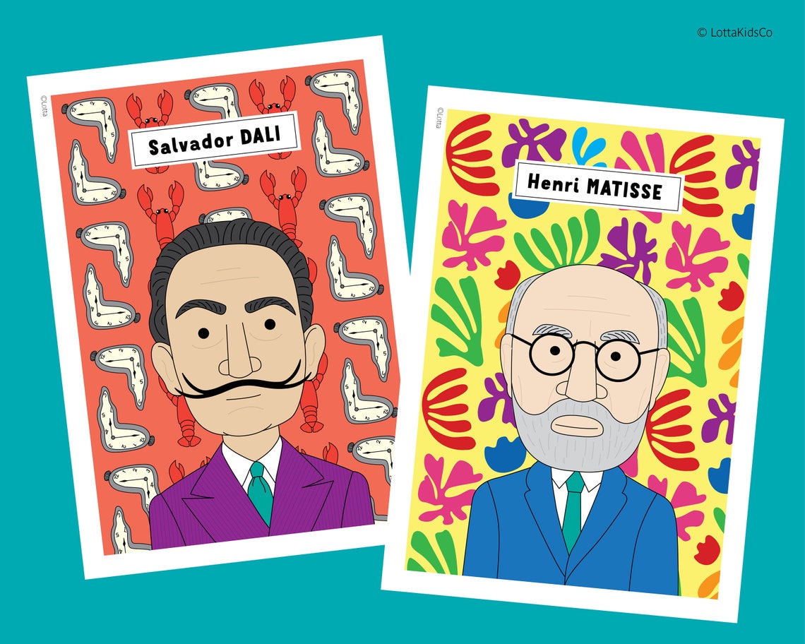 Famous Artist Pattern Printable Posters 1 (10 Artists Dali, Magritte ...