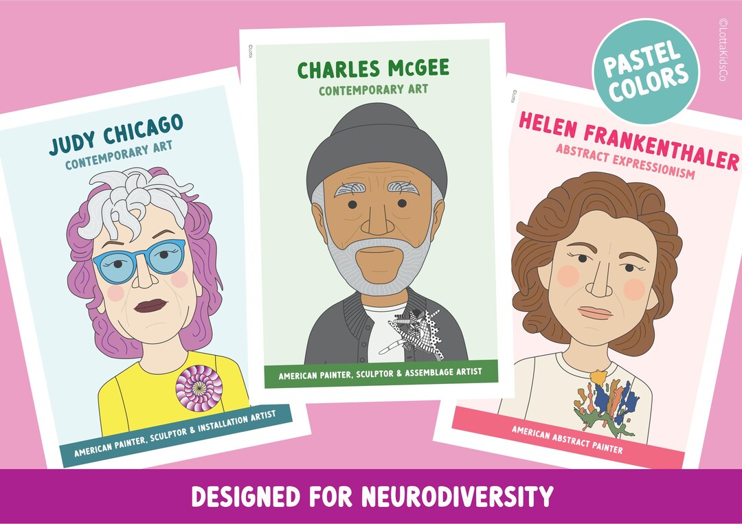 Pastel Famous Artist Posters #6 (20 Artists) Designed for Autism, ADHD ...
